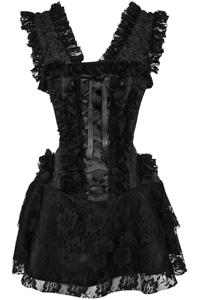 Adult Plus Size Black Lace Victorian Corset Dress 15499 The Costume Land