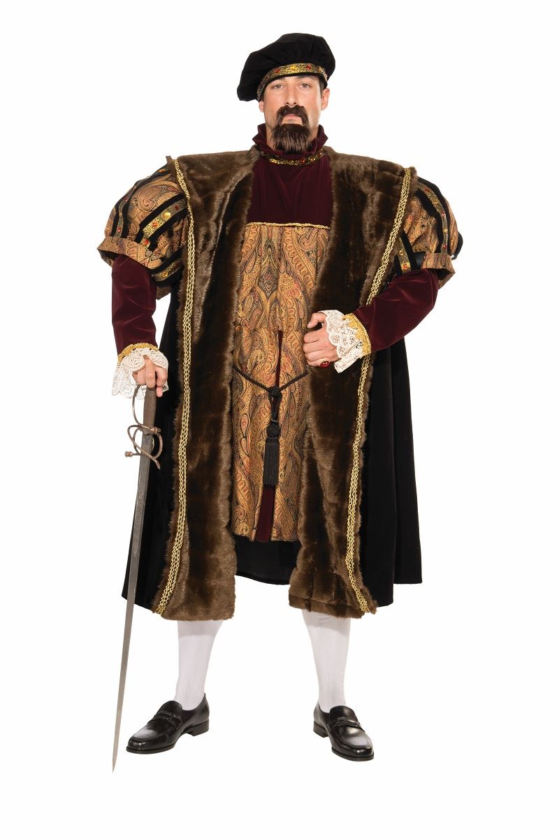 Designer Henry Viii Men Medieval Deluxe King Halloween Costume 224